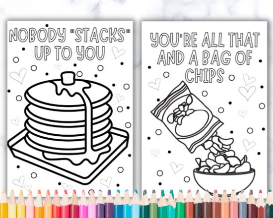 Valentines Day Coloring Sheets, Valentines Day Food Pun Coloring, Kids ...