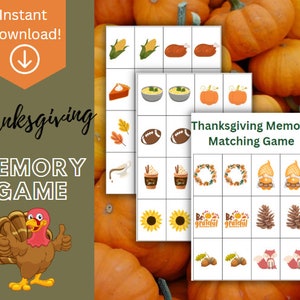 Thanksgiving Memory Game, Printable Matching Game, Fall Game for Kids ...