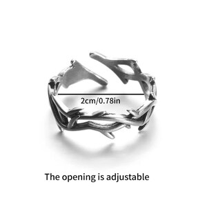 Y2k Silver Thorn Ring Edgy Spike Barbed Wire Ring Unique Geometric Ring Open Adjustable Ring ...