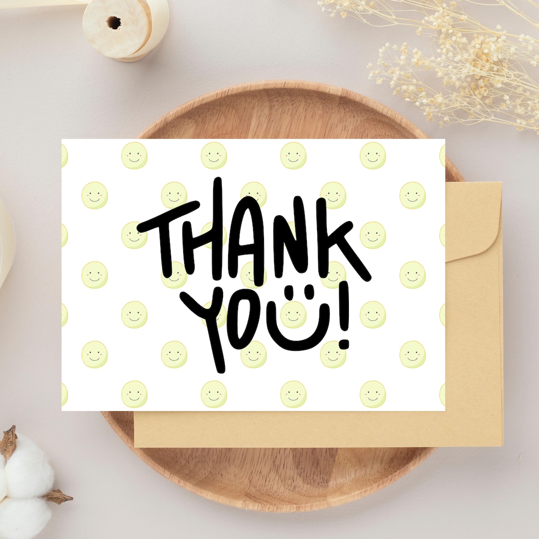 Thank You Card, Smile Thank You Card, Happy Card, Thank You Cards ...