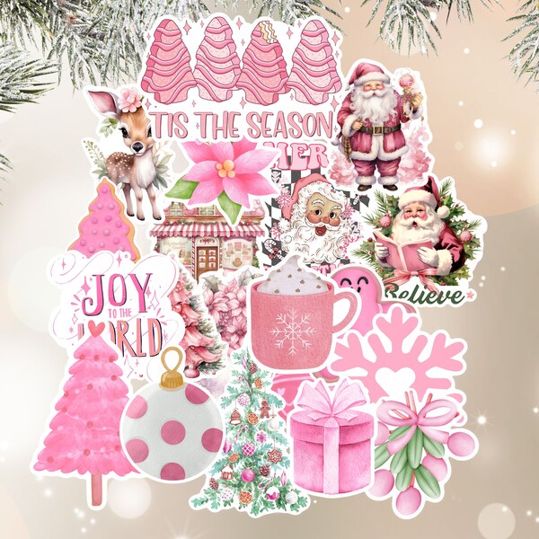 Pink Santa Stickers - Etsy