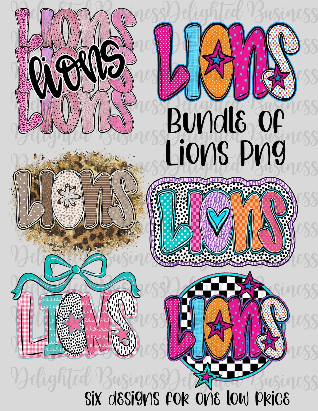 Bundle of Lions Png File, Mascot Png File, Preppy Lions Png Design ...