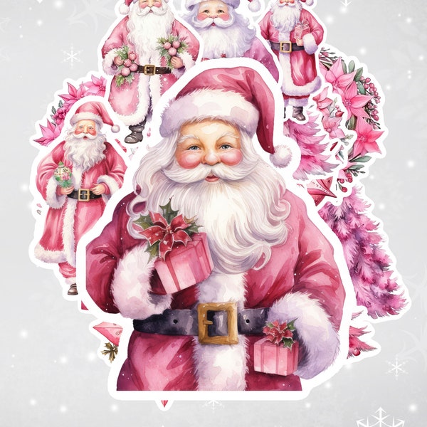 Pink Santa Stickers - Etsy