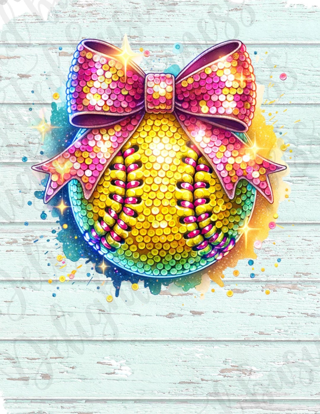 Glitter Softball Png File, Sparkly Softball Png File, Designer Png ...