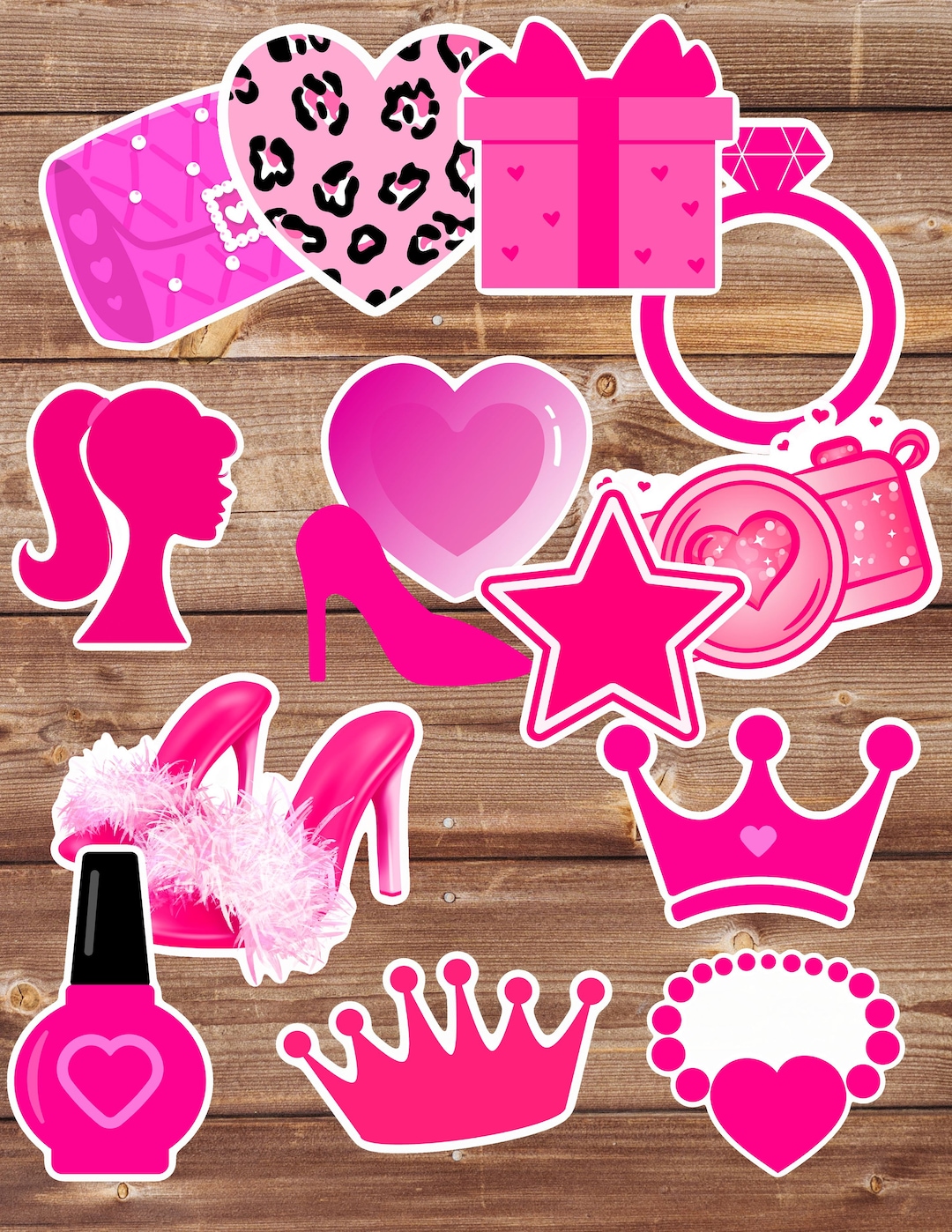 Sticker Pack of 34 Girl Theme Sticker Packhot Pink - Etsy