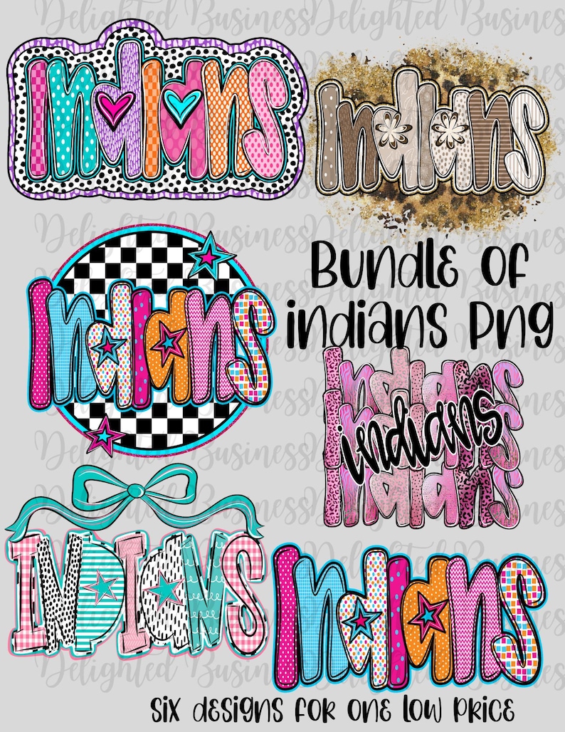 Bundle of Indians Png File, Mascot Png File, Preppy Indians Png Design ...