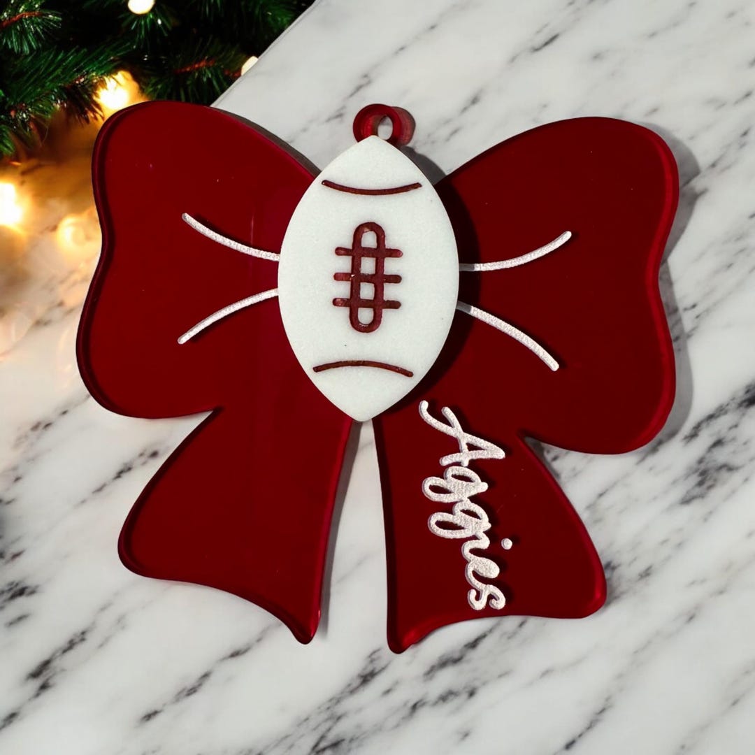 Aggies Ornament, Football Bow Personalized Gift - Etsy