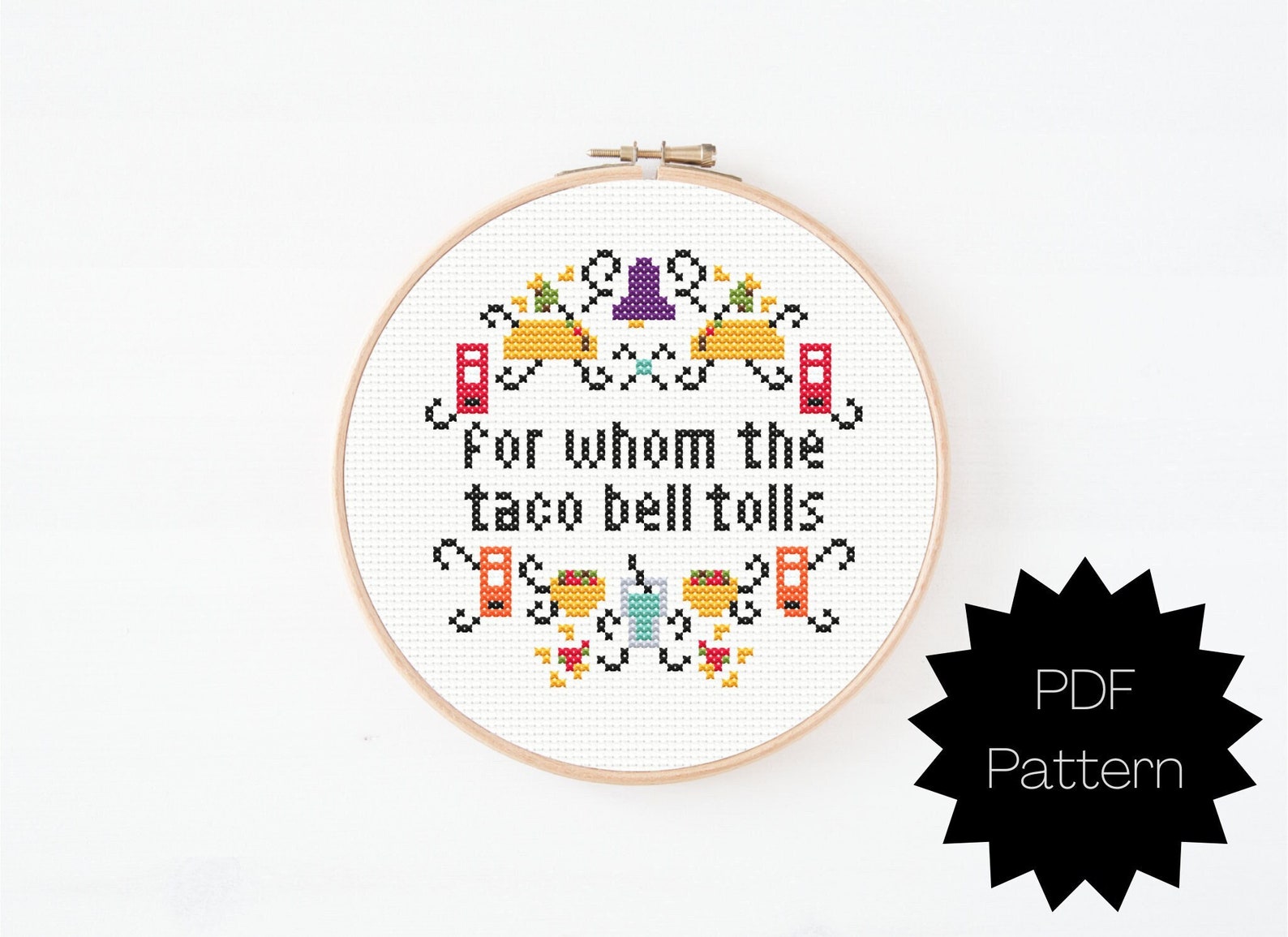 For Whom the Taco Bell Tolls Cross Stitch Pattern digital - Etsy