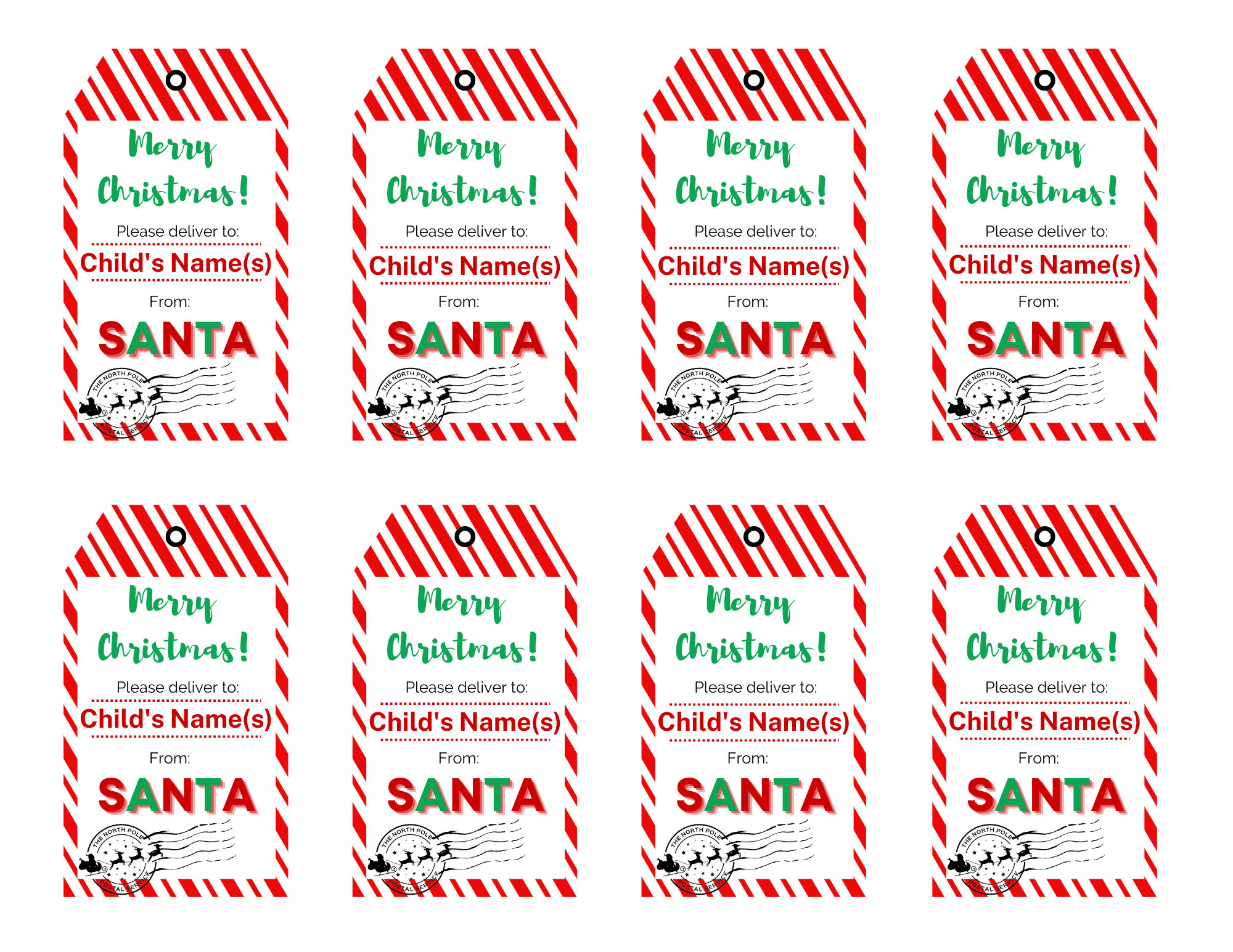 Santa Gift Tags Digital Printable // Santa Gift Tags Printable - Etsy