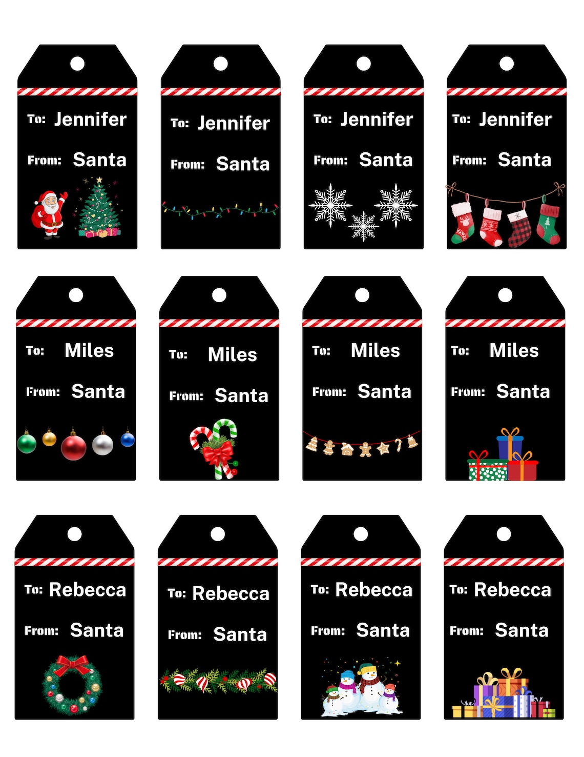 Santa Gift Tags Printable Customizable Template // Digital Download ...