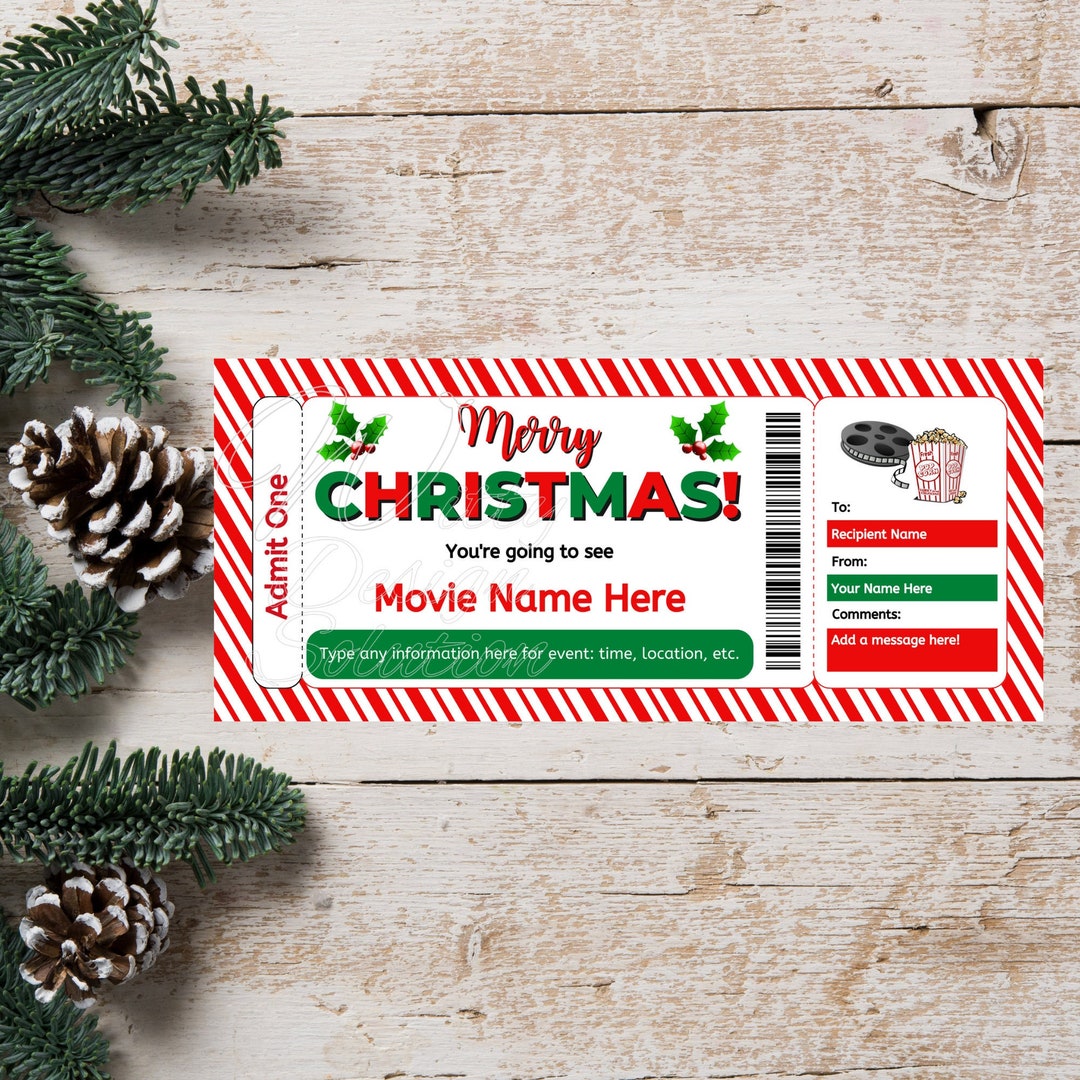 Christmas Movie Voucher / Printable Template Voucher for Movie ...