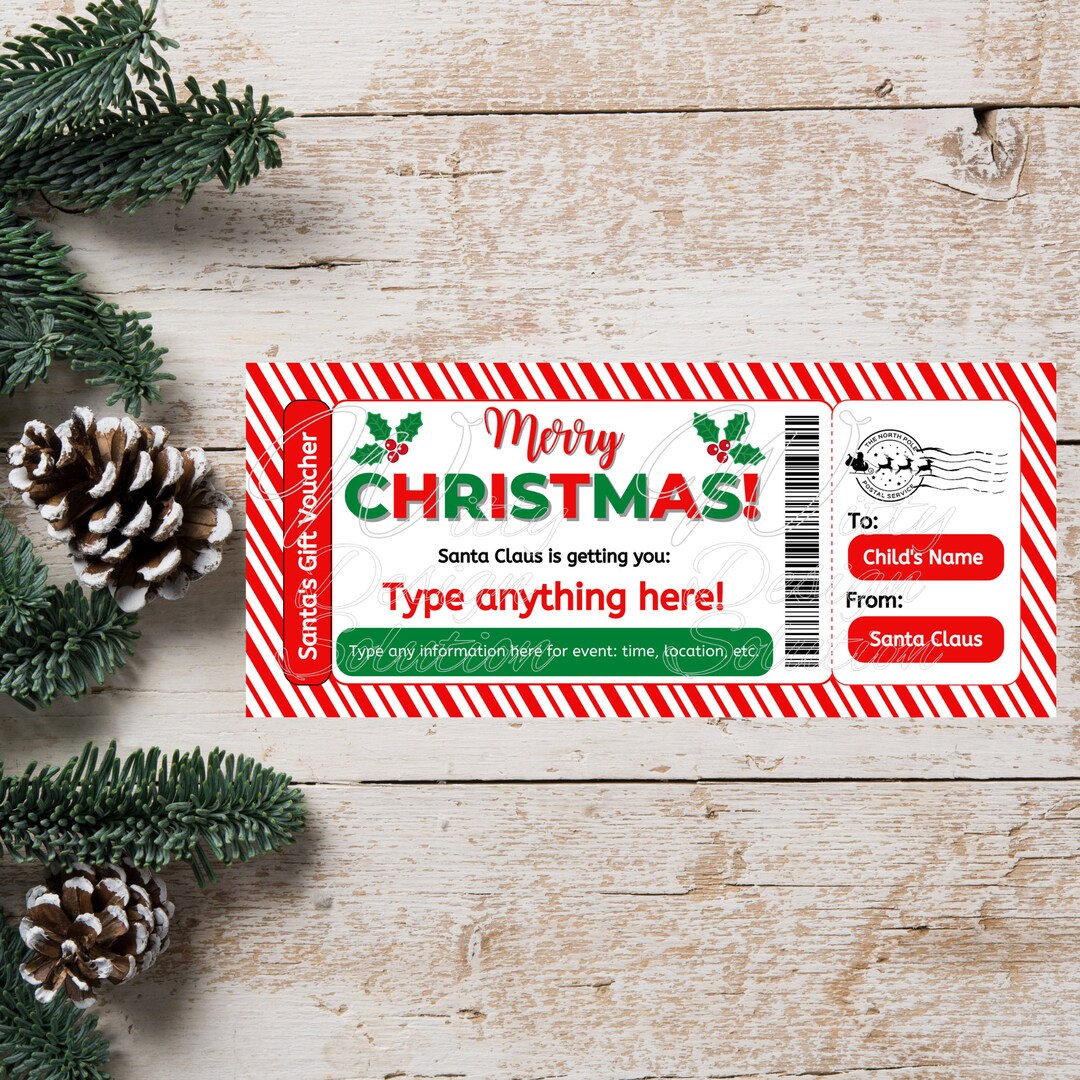 Christmas Santa Gift Voucher / Printable Template for Kids / Santa ...