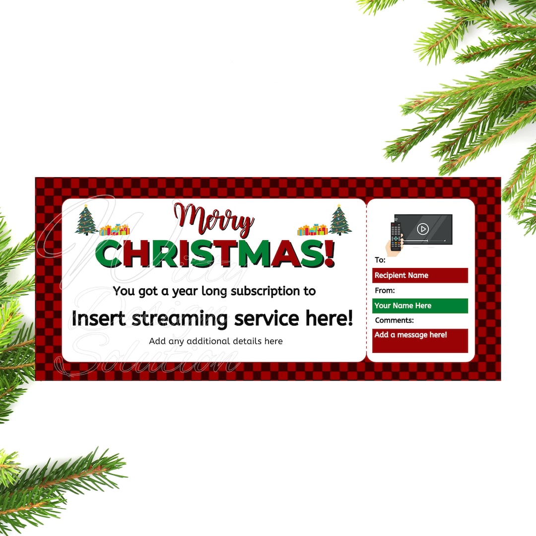 Christmas Subscription Gift Voucher / Christmas Streaming Voucher ...