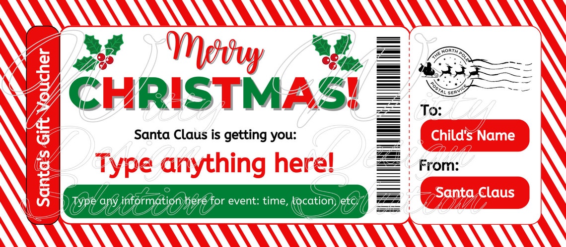 Christmas Santa Gift Voucher / Printable Template for Kids / Santa ...