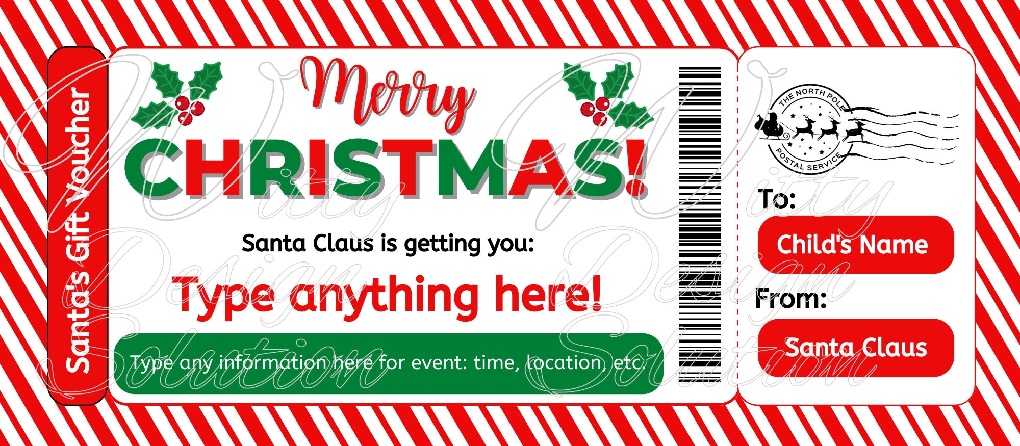 Christmas Santa Gift Voucher / Printable Template for Kids / Santa ...
