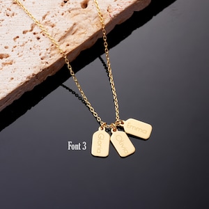 14k Solid Gold Bar Tag Necklace, Custom Name Tag Initials Necklace ...