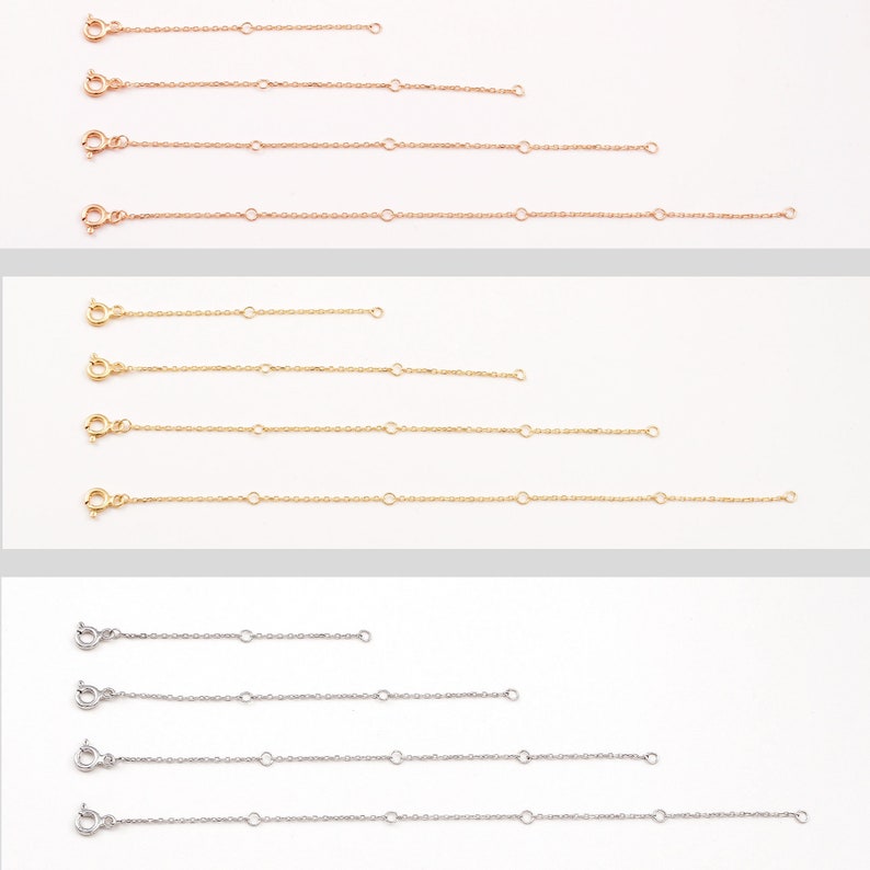 14K Solid Gold Necklace Extender Bracelet Chain Extension - Etsy