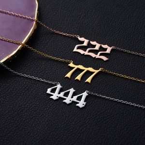 14K Solid Gold Angel Number Necklace: Lucky Number Gift - Etsy