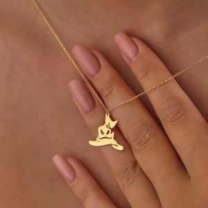 14K Solid Gold Wizard Sorting Necklace, Halloween Witches Hat Charm ...
