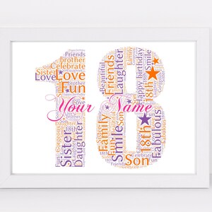 Personalised 18th Birthday Word Art Print - Birthday Gift - Son ...