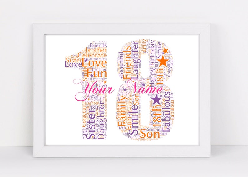 Personalised 18th Birthday Word Art Print - Birthday Gift - Son ...