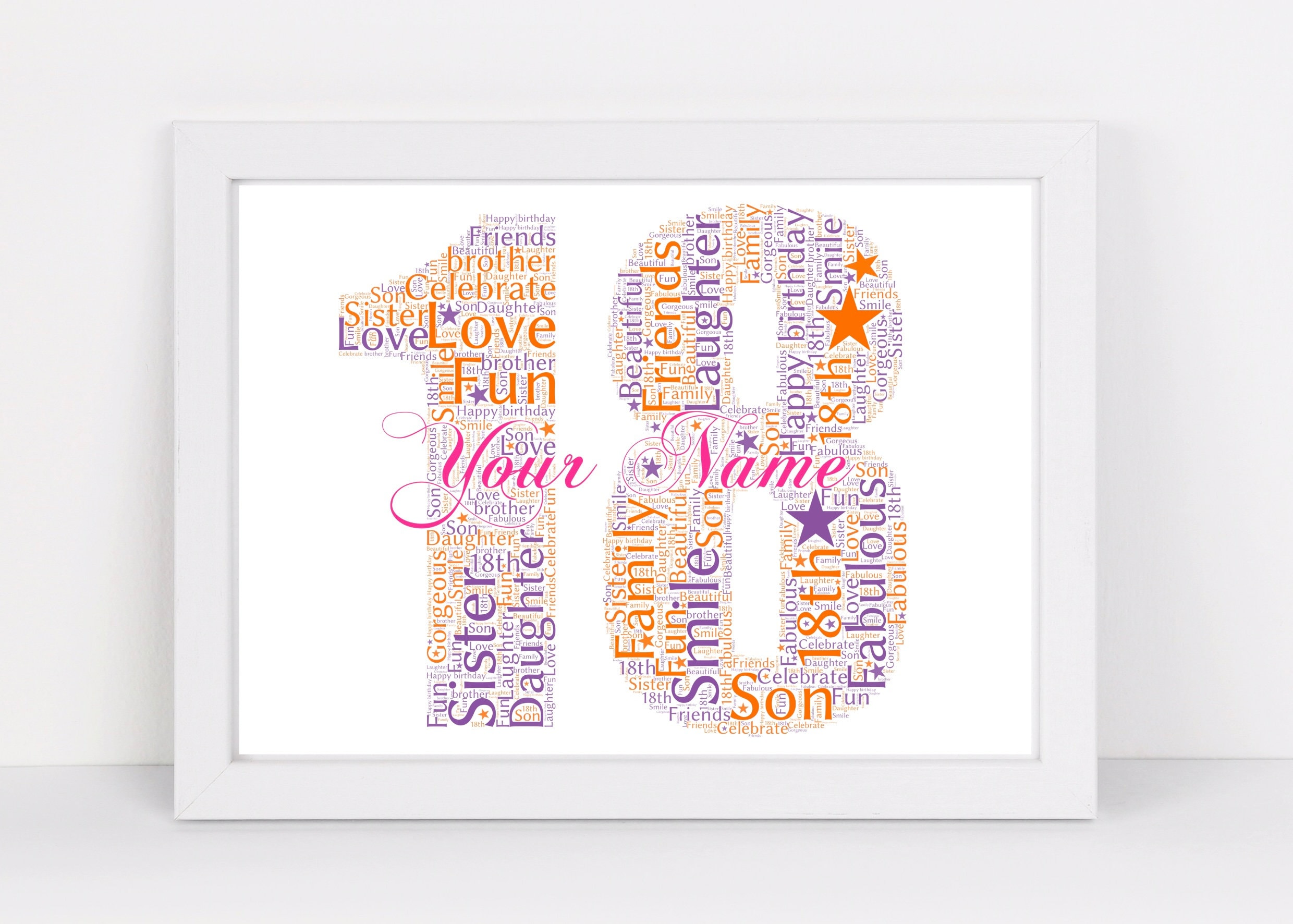 Personalised 18th Birthday Word Art Print - Birthday Gift - Son ...