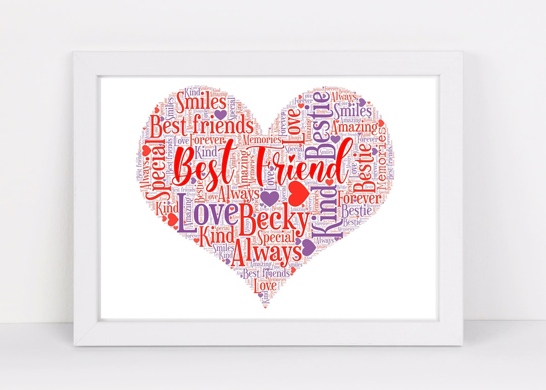 Personalised Best Friends Word Art Print - Personalised Gift for Her ...
