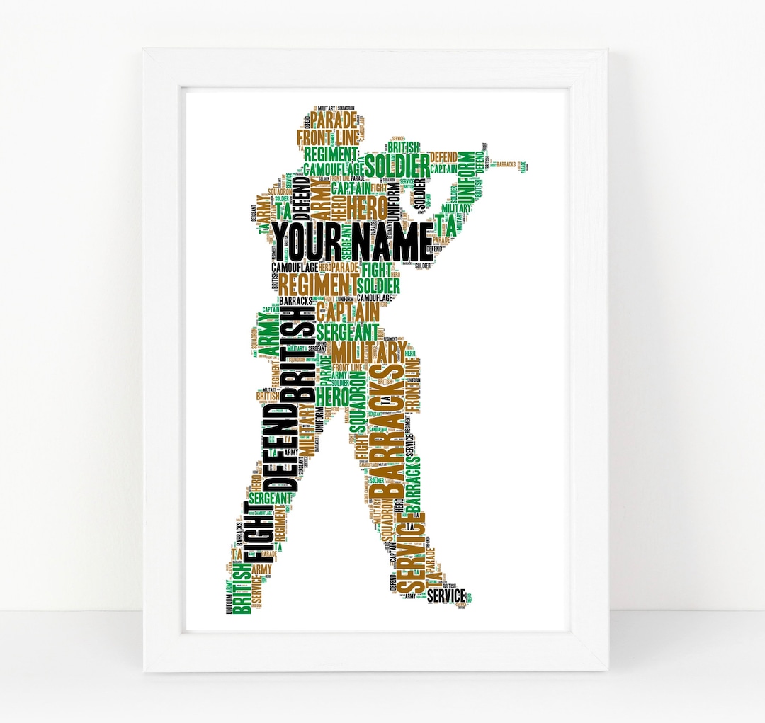 Personalised Army Soldier Word Art Print - Birthday Gift - Armed Forces ...
