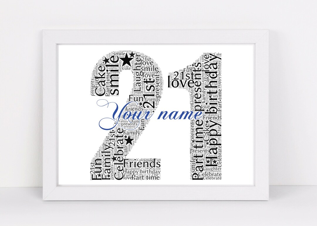 Personalised 21st Birthday Word Art Print - DIGITAL DOWNLOAD Birthday ...