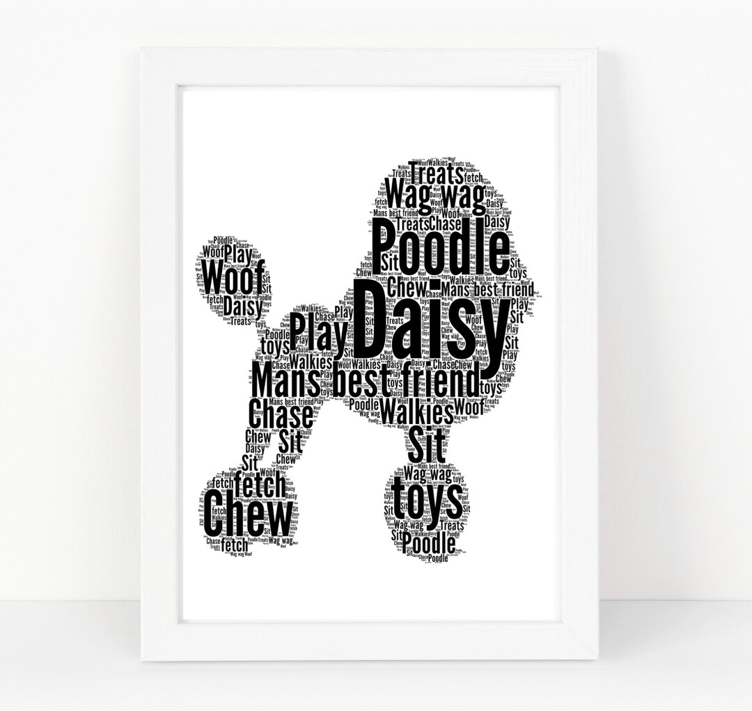 Personalised Poodle Print DIGITAL DOWNLOAD Custom Word Wall Art Picture ...