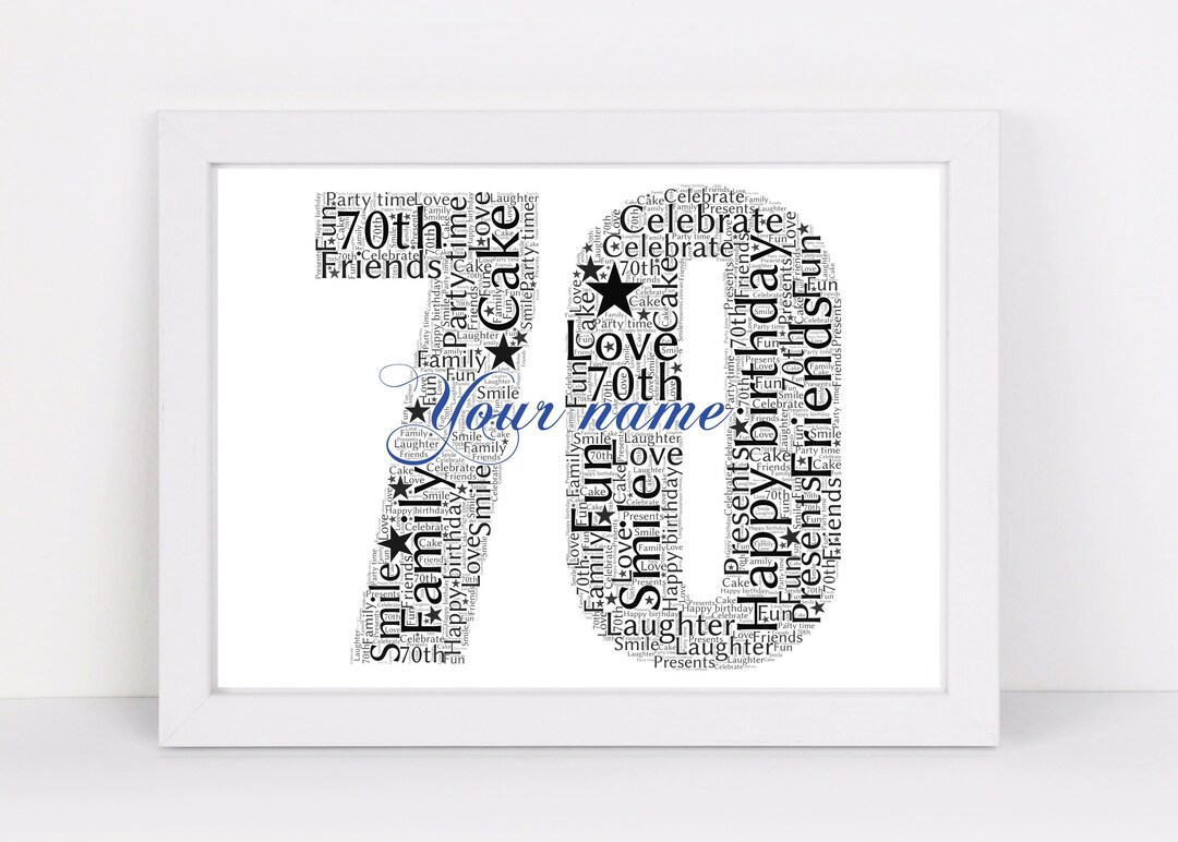 Personalized 70th Birthday Word Art Print: Keepsake Gift - Etsy