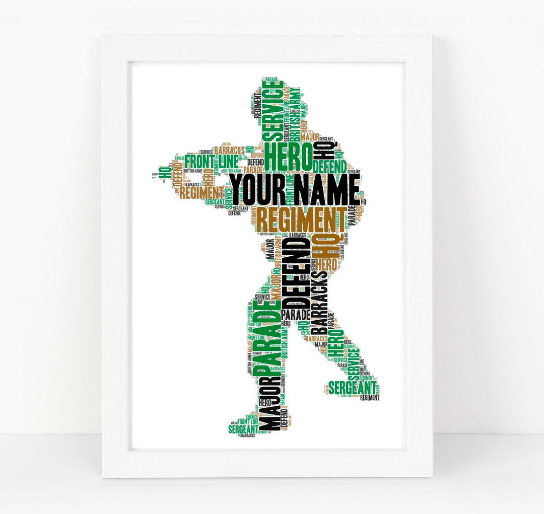 Personalised Army Soldier Word Art Print - Birthday Gift - Armed Forces ...