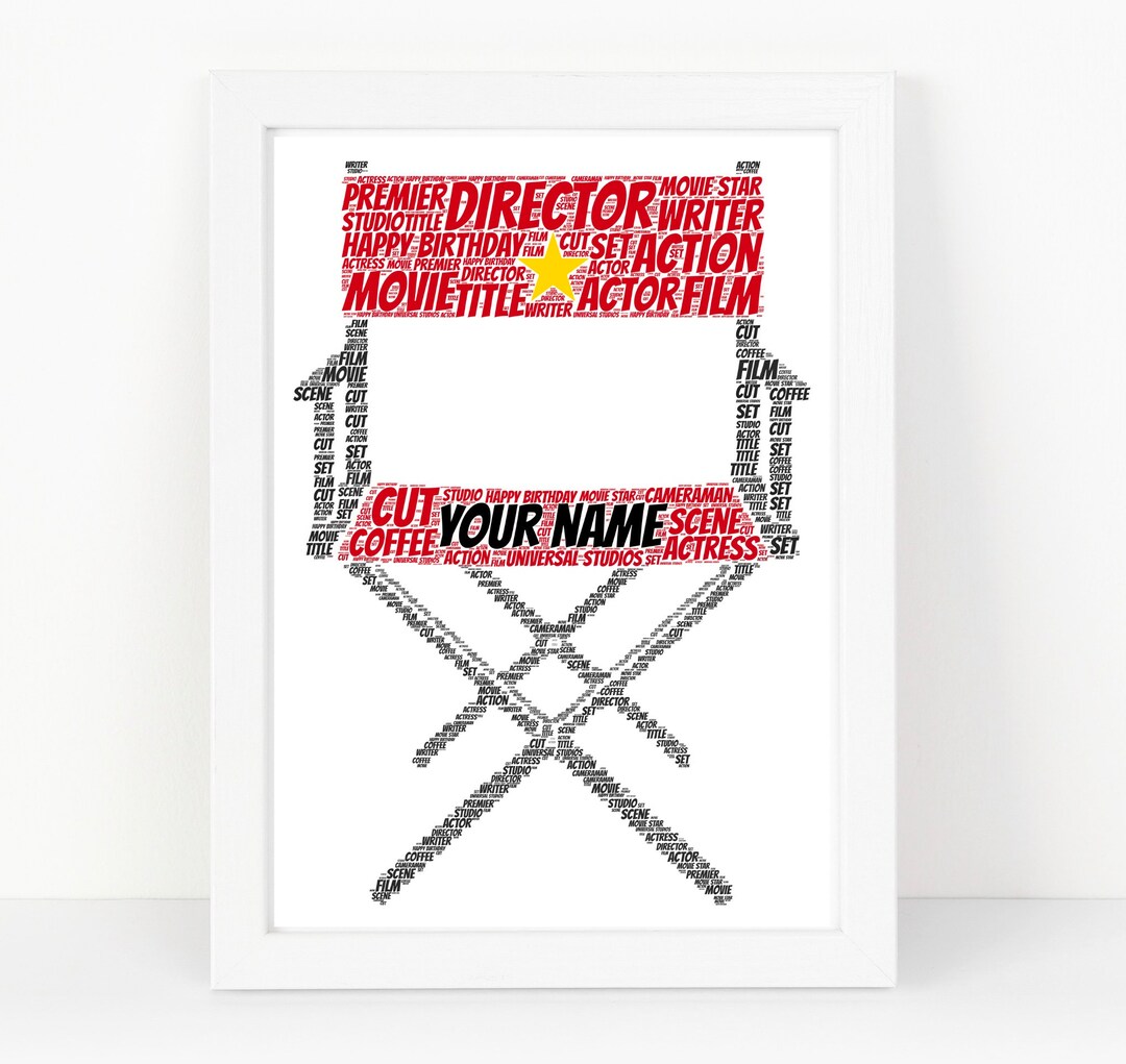 Personalised Directors Chair Word Art Print - DIGITAL DOWNLOAD Cinema ...