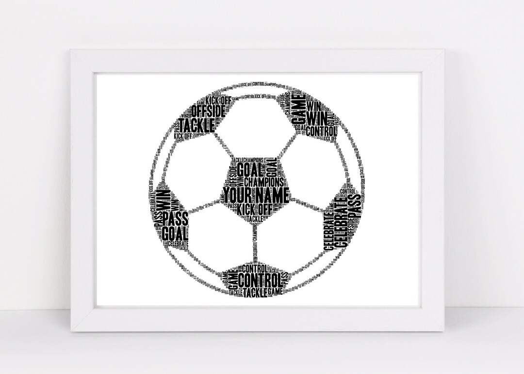 Personalised Football Word Art Print - Boy Girl Nursery Football Ball ...