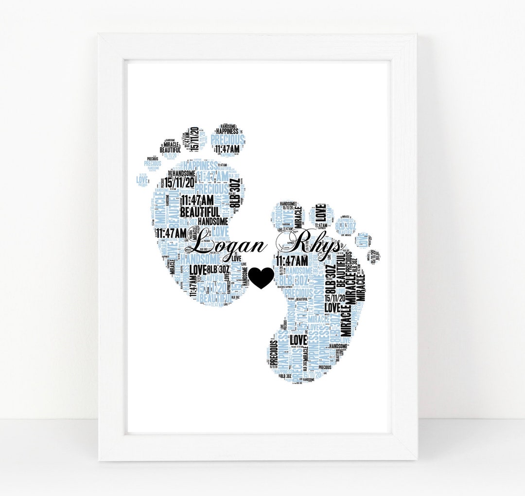 Personalised New Baby Boy Print - DIGITAL DOWNLOAD Custom Nursery Wall ...