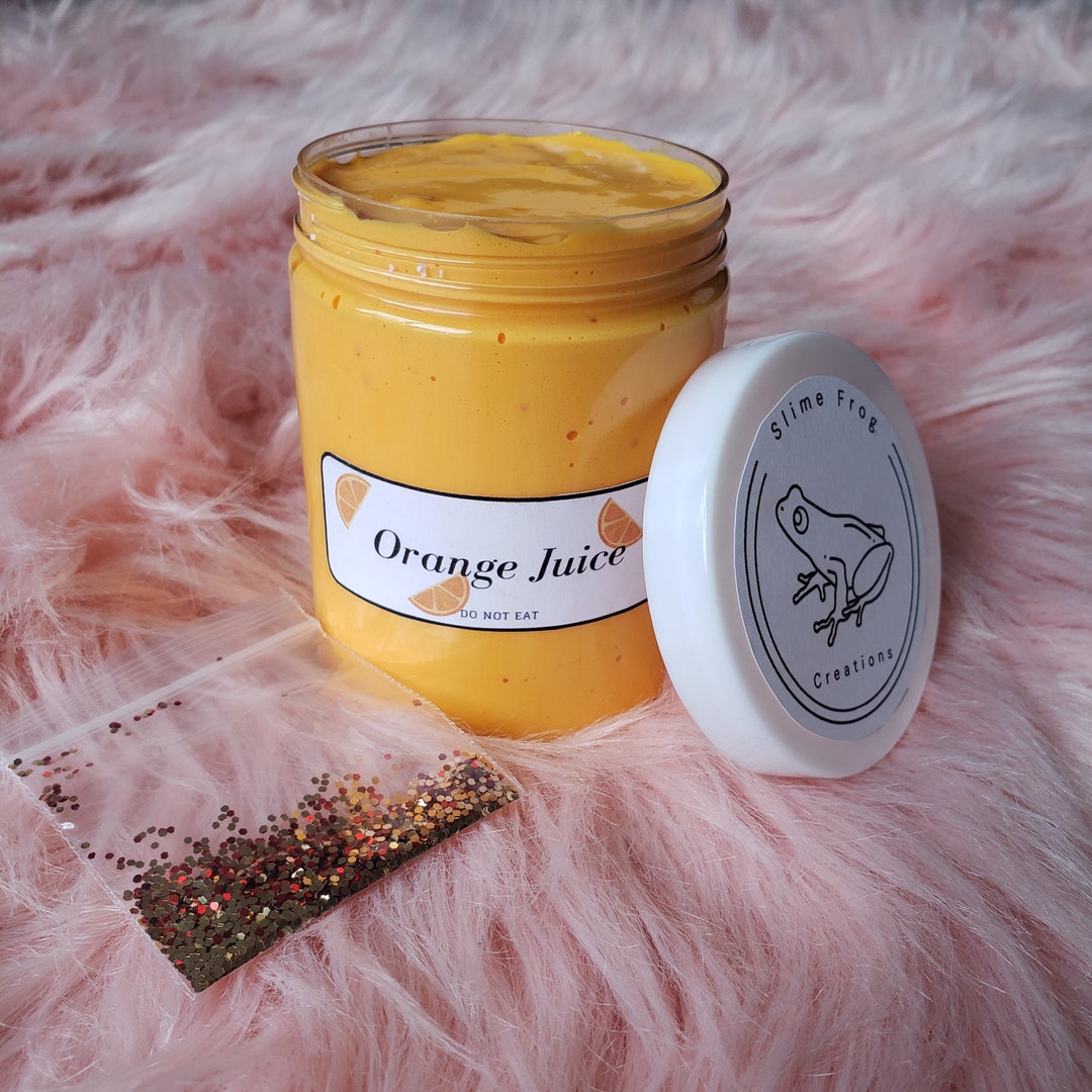 Orange Juice Scented Butter Slime - 8oz - With Gold and Red Glitter ...