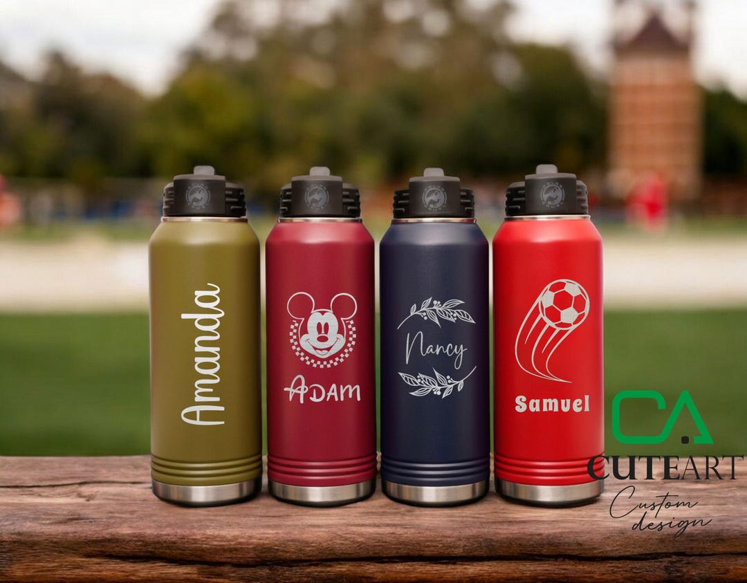 Personalized Laser Engraved Water Bottle With Custom Image Logo Text ...