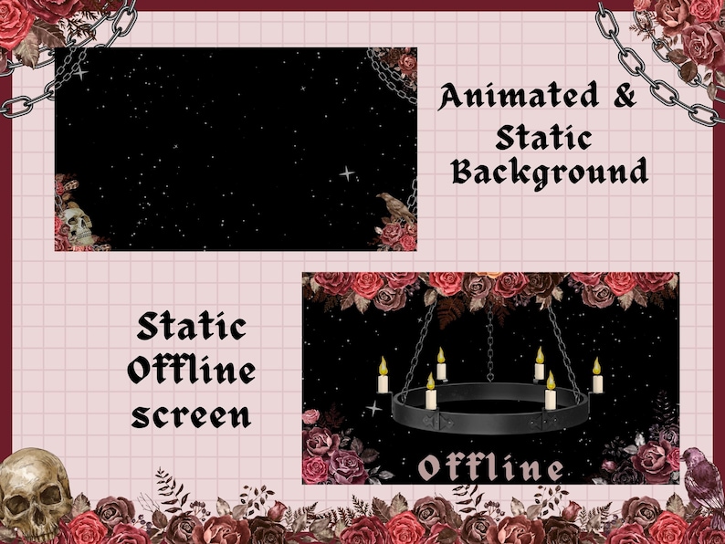 Animated Goth Twitch Overlay Package, Twitch Panels, Twitch Alerts ...