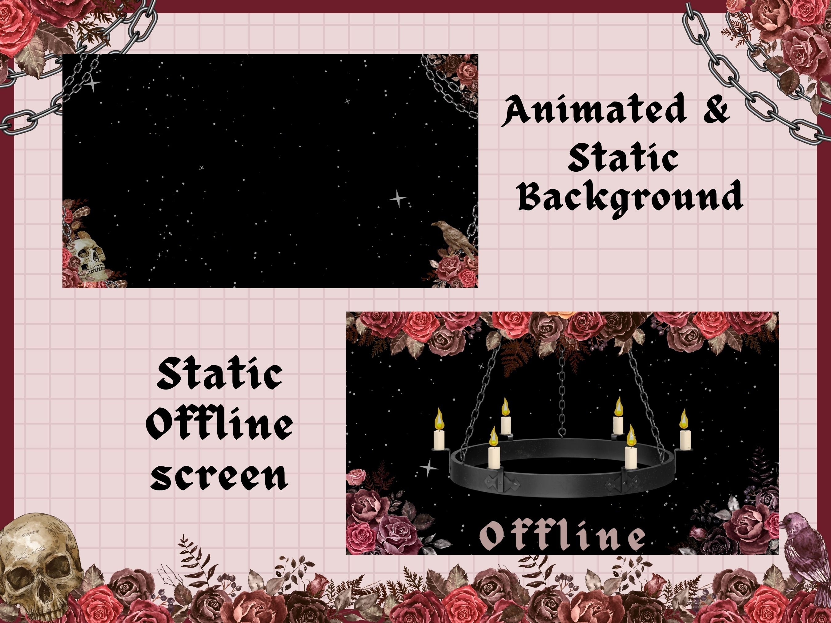 Animated Goth Twitch Overlay Package, Twitch Panels, Twitch Alerts ...