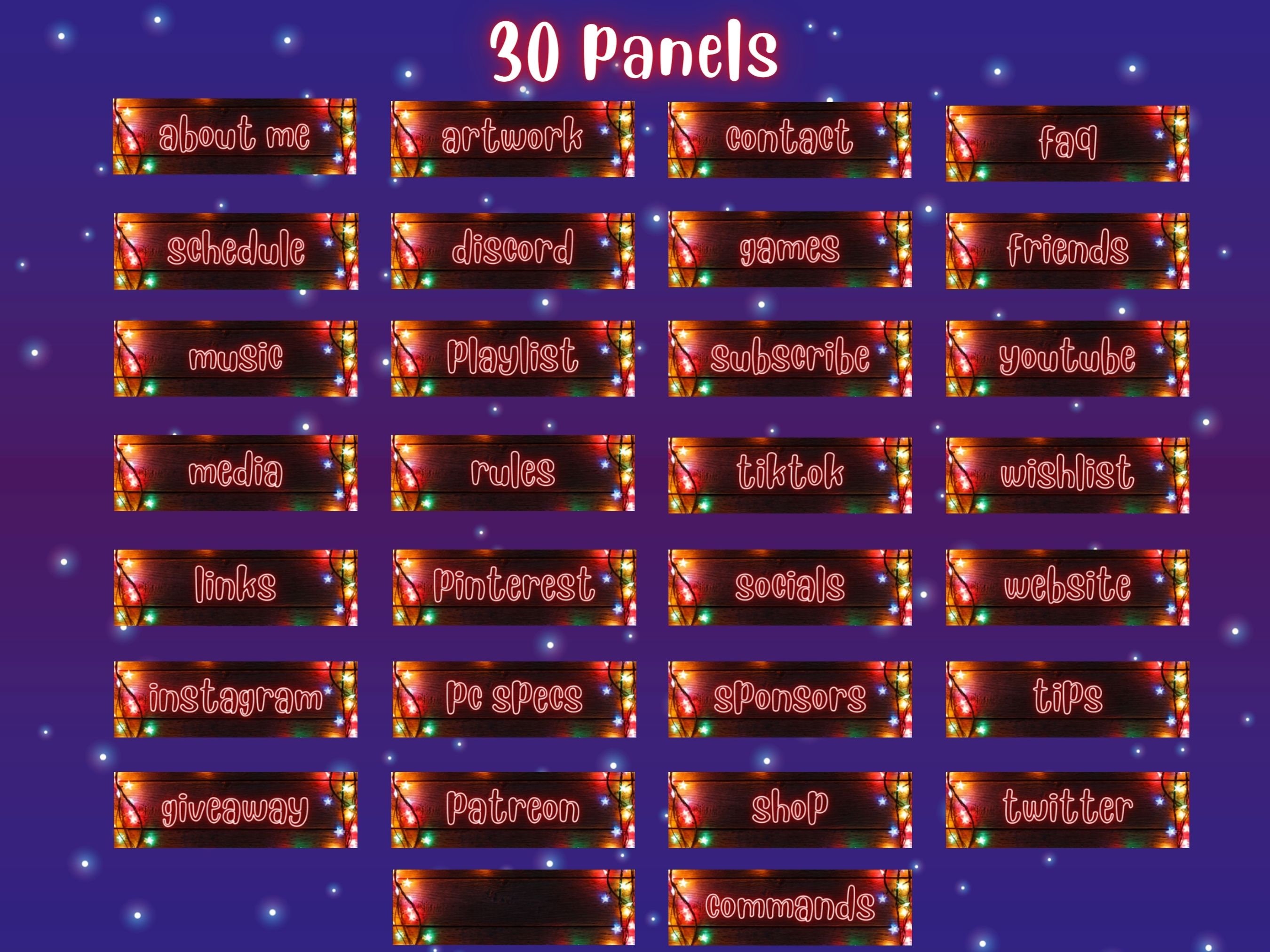 Animated Glow Neon Twitch Overlay Christmas, Twitch Christmas Lights ...