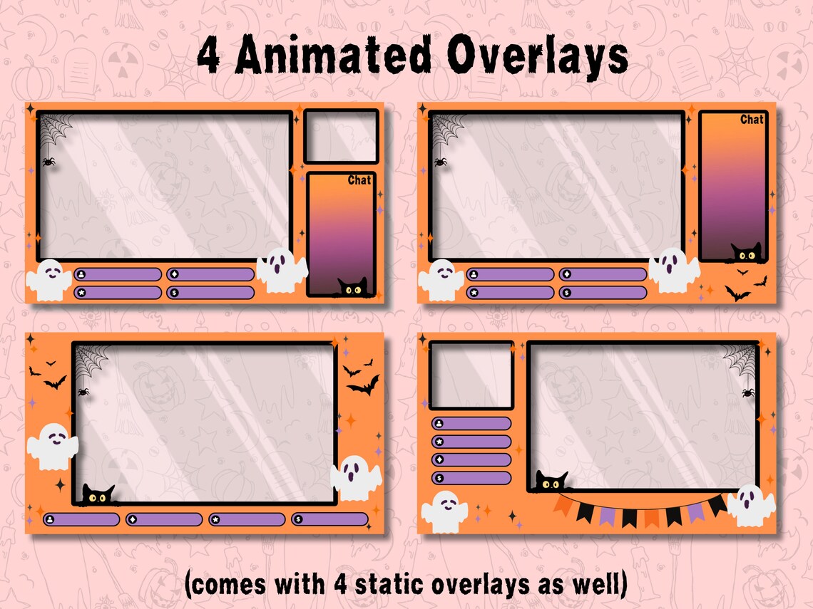Halloween Twitch Overlay Package-ghost Twitch Halloween Overlay Twitch ...