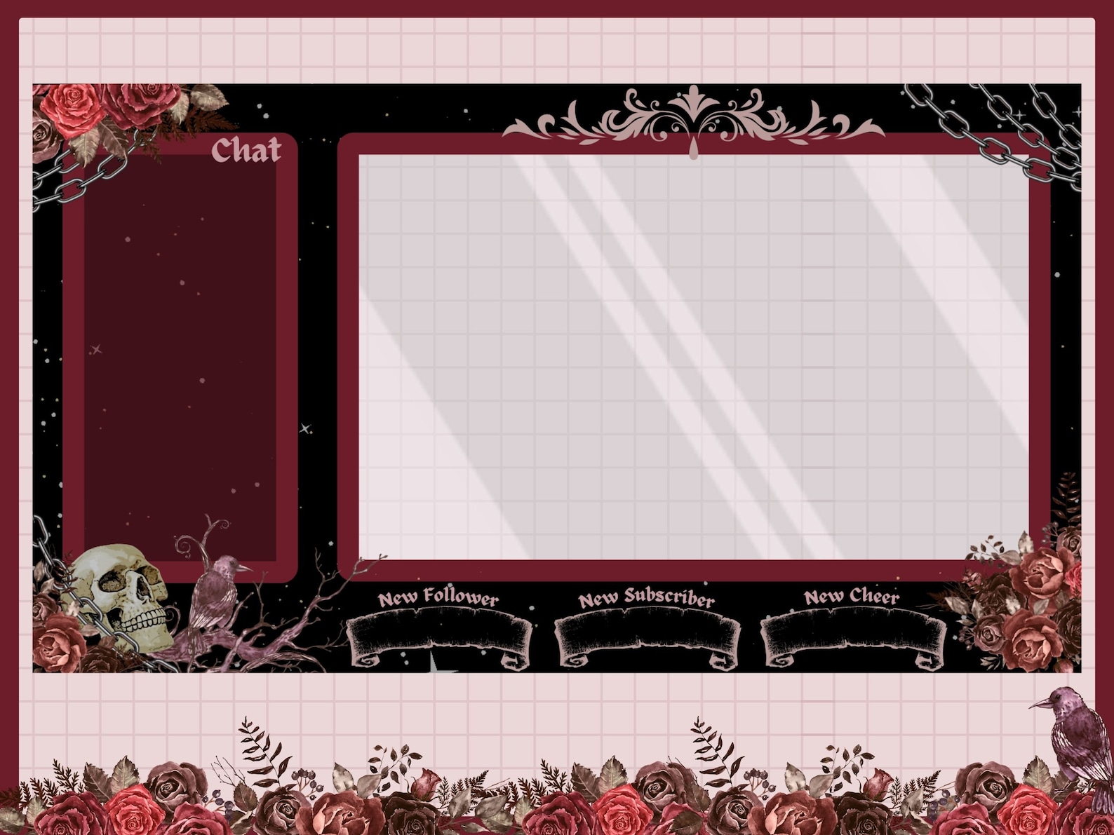 Animated Goth Twitch Overlay Package, Twitch Panels, Twitch Alerts, Twitch Chat Box Webcam, Goth ...