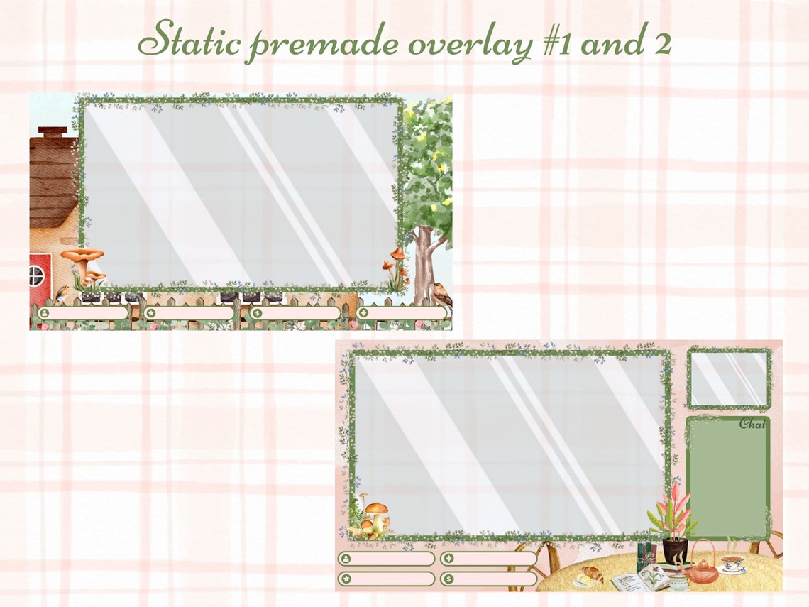 Cozy Cottagecore Twitch Overlay Package, Twitch Layout, Twitch Alerts ...