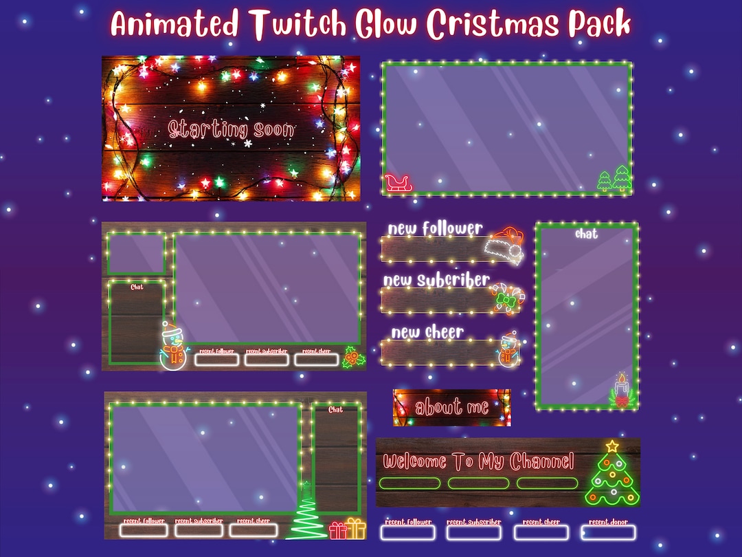 Animated Glow Neon Twitch Overlay Christmas, Twitch Christmas Lights ...