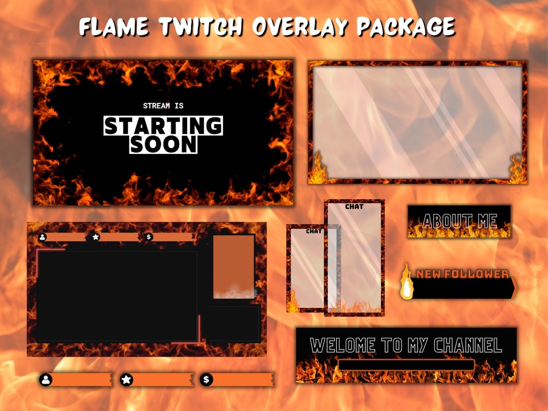 Flame Twitch Overlay Package, Twitch Alerts Animated, Twitch Chat Box ...