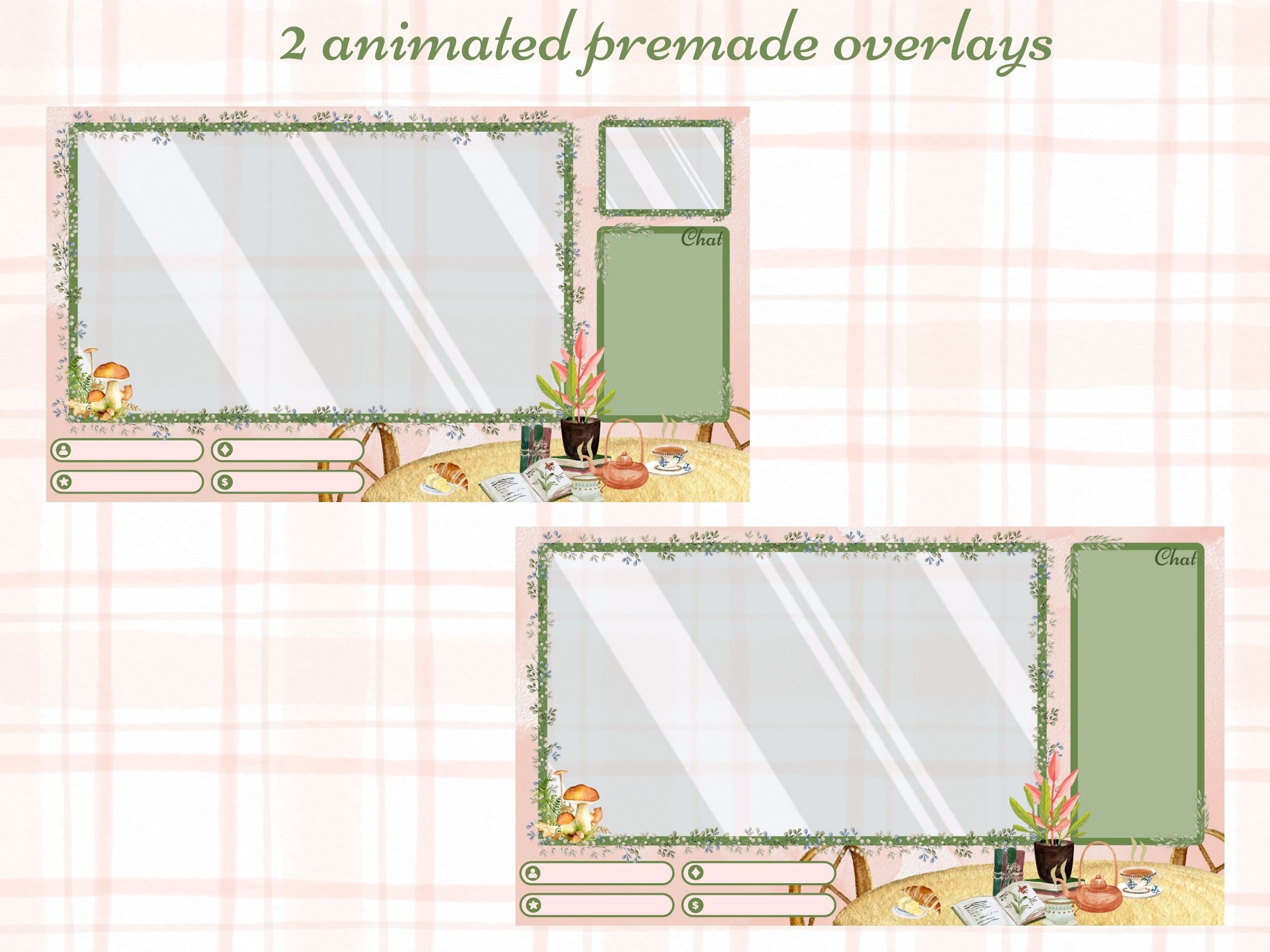 Cozy Cottagecore Twitch Overlay Package, Twitch Layout, Twitch Alerts ...