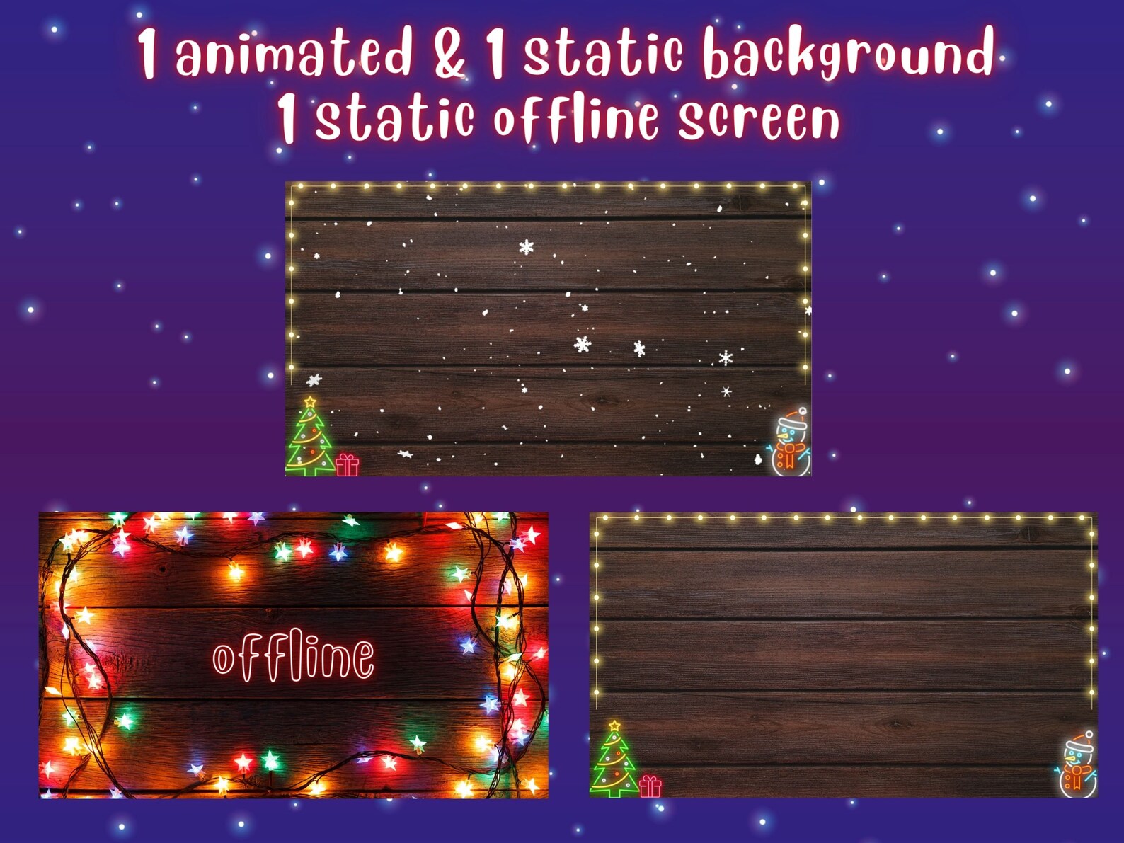 Animated Glow Neon Twitch Overlay Christmas, Twitch Christmas Lights ...