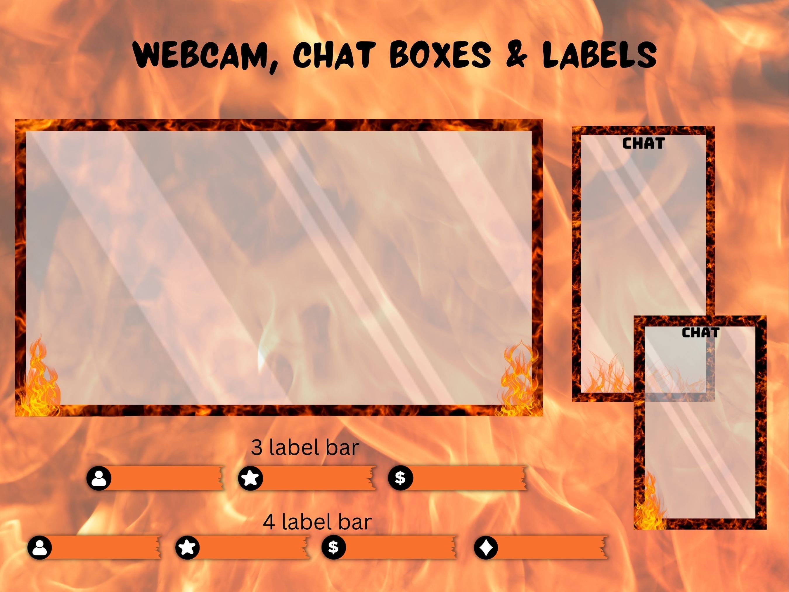Flame Twitch Overlay Package, Twitch Alerts Animated, Twitch Chat Box ...