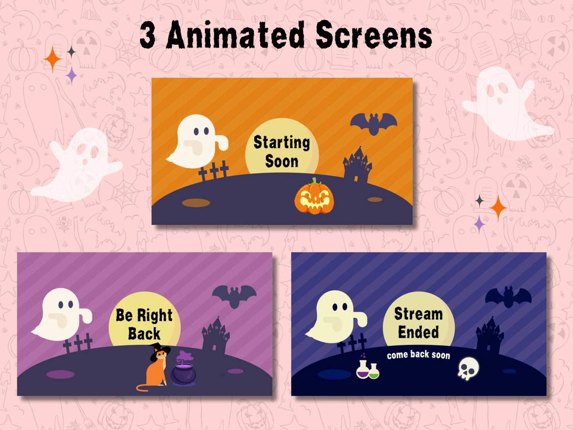 Halloween Twitch Overlay Package-ghost Twitch Halloween Overlay Twitch ...