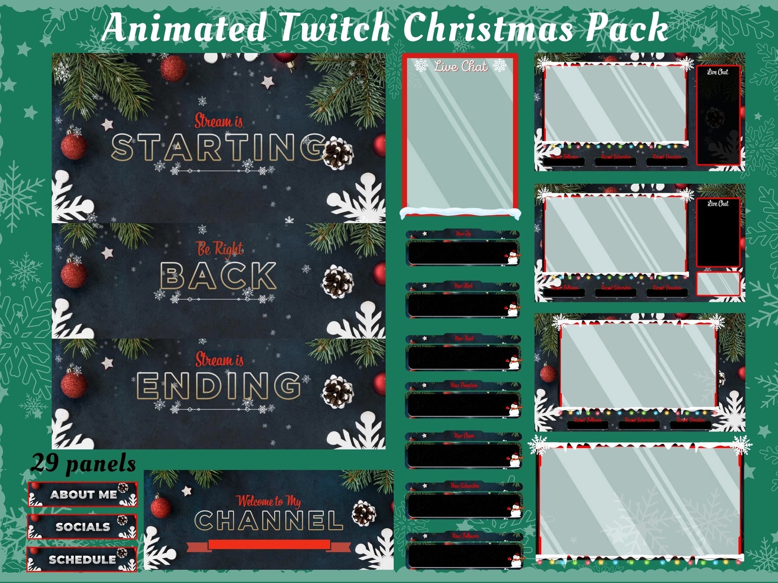 Animated Christmas Overlay Twitch Package Twitch Christmas - Etsy